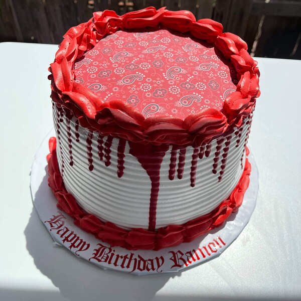 Red Bandana Paisley Print Edible Cake Sheet or Pre Cut Cake Strips - Etsy