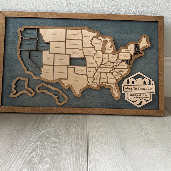 USA Travel Map, Wooden States Map, Travel Tracker, Wedding Gift - Etsy