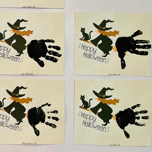 Halloween Art Craft / Handprint Art / Witch Broom Stick / Happy ...