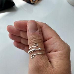 Fidget Thumb Ring 925 Sterling Silver Wire & Balls Hand | Etsy UK