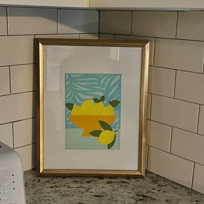 Original Lemon Collage Papercut Fruit in Bowl Handcut Paper Art Bright ...