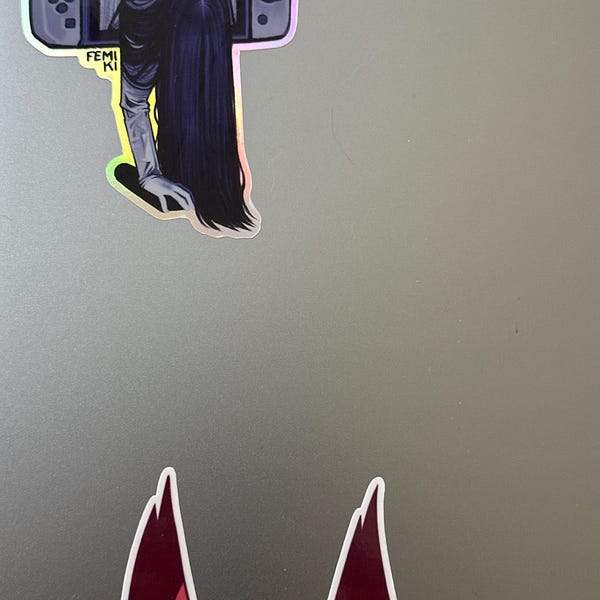 Demon Girl Sticker Sheet! Original Neon Purple Gothic Artwork