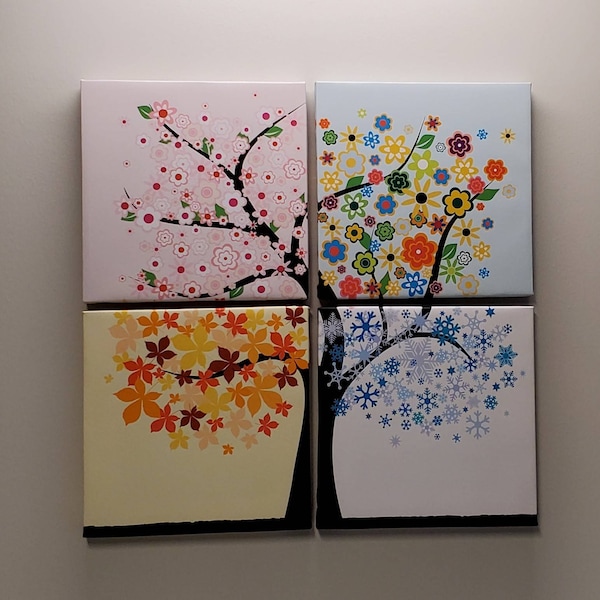 Set of 4 Four Season Trees, Summer Autumn Winter Spring, Autumn Tree ...