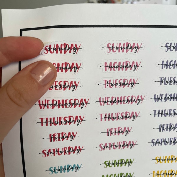 Days of the Week Script, Printable Planner Stickers - Etsy