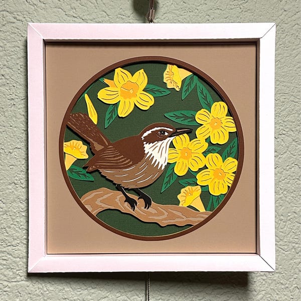 3d Carolina Wren Shadow Box Svg, Bird Shadow Box Svg, Wren Svg, 3d ...