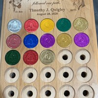 AA Medallion Holder Plaque, 25 Coin Display, Bill Wilson & Dr. Bob ...