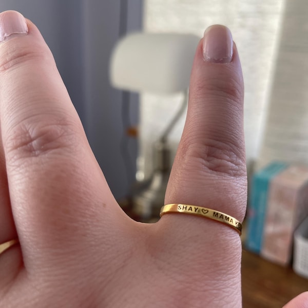 Personalized Sterling Silver Name Ring • Custom Stacking Rings • Skinny ...