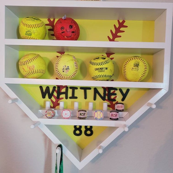 Softball Ring and Ribbon/medal Display (SB2) - Etsy