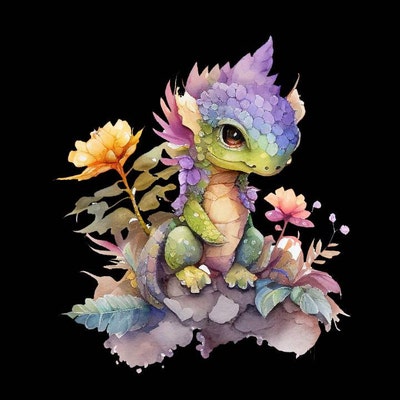 16 Cute Flower Dragon Babies 16 Graphic Clip Art Illustration Instant ...