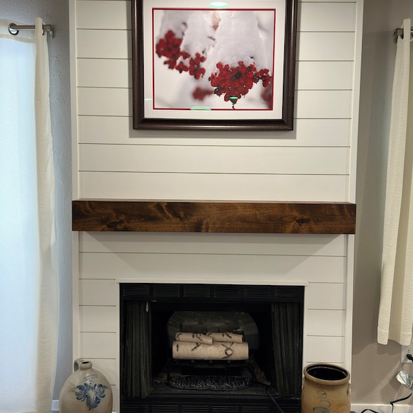 Fireplace Mantel, Alder Wood Mantel, Floating Mantel, Modern Mantel ...