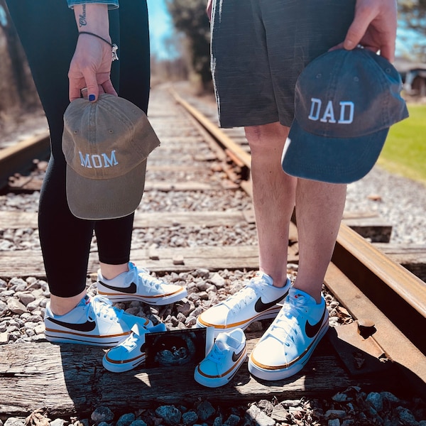 Mom & Dad EMBROIDERED Dad Hat Cap, Pigment Dyed Unstructured Baseball ...