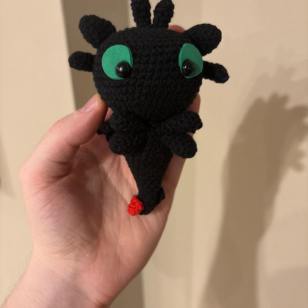 Toothless Dragon Crochet Plush, How to Train Your Dragon, Night Fury ...