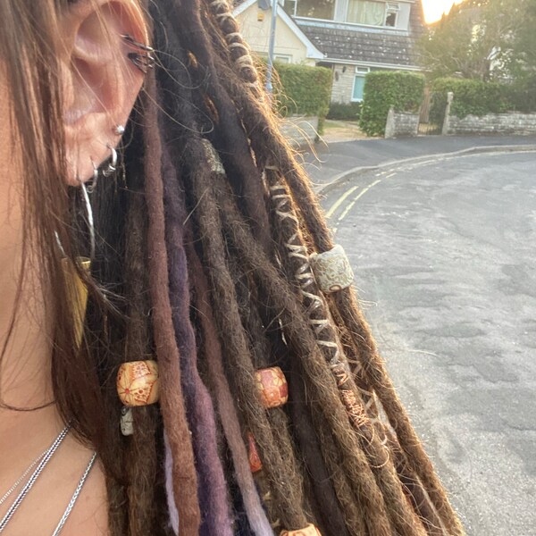 Set of 5 Stainless Steel Smooth Barrel Dread Beads Silver Colour, 8mm ...