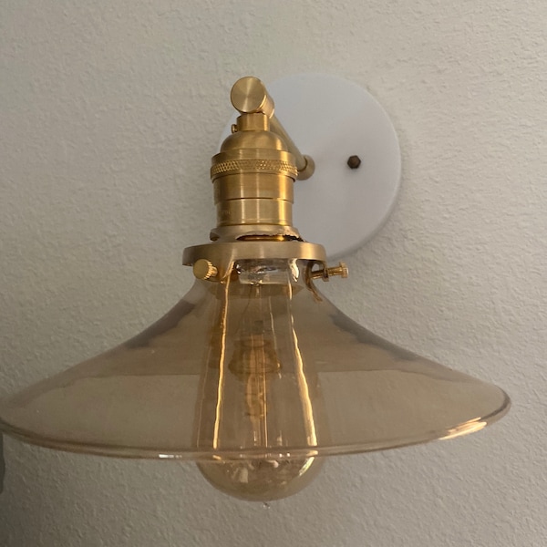 Edison Sconce - Wall Sconces - Smoked Glass - Brass Lamps - Sconce ...