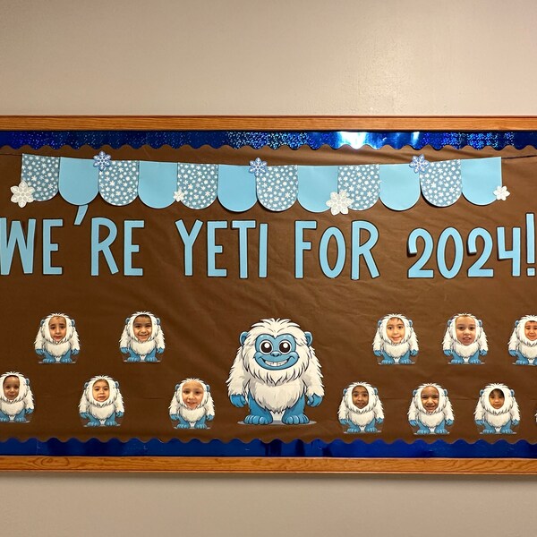 New Year Bulletin Board | Children’s Faces Classroom Decor | Yeti ...