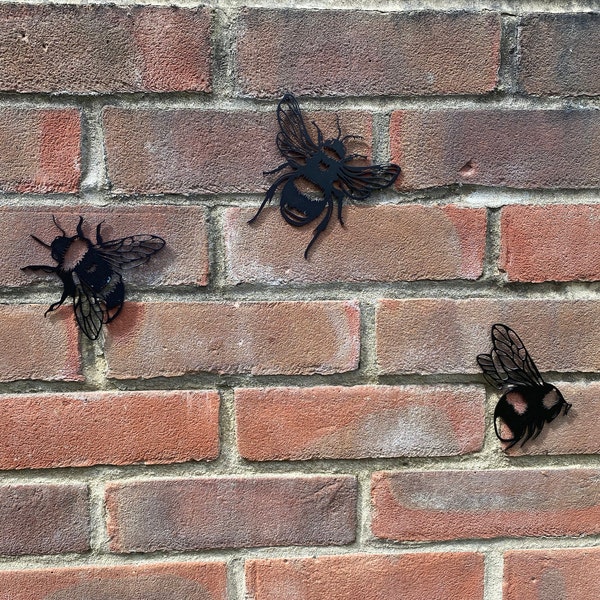 Unique Set of 3 Metal Bees, Rusty Metal Wall Art or Outdoor Decor, Mums ...