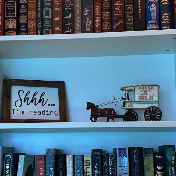 Shhh Im Reading Wood Sign | Reverse Canvas Framed Sign | Book Lover ...
