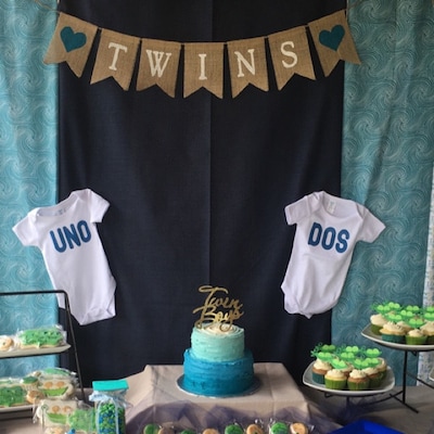 Twins Banner, Twins Bunting, Twins Baby Shower Banner, Twins Baby ...