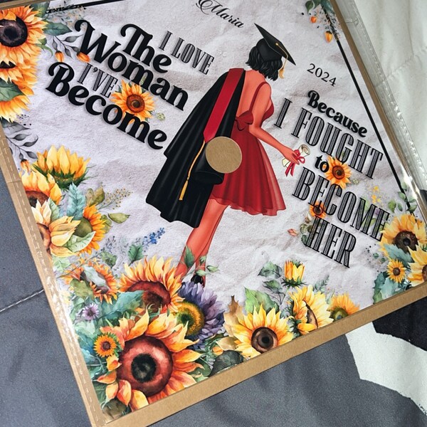 Custom Graduation Cap Topper Black Girl, Personalized God Message Grad ...