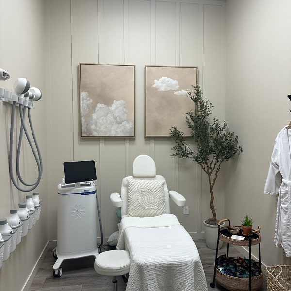 Beige Clouds Canvas Wall Art, Set of 2 Floating Frame, Extra Large ...