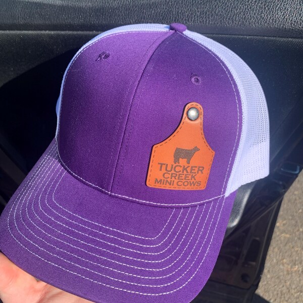 Custom Richardson 112 Laser Engraved Leather Patch Hat Personalized Cow ...