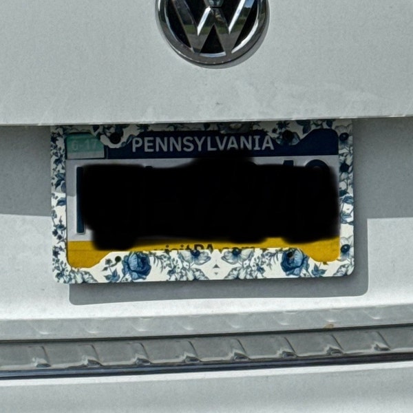 Bohemian Flower Car Metal License Plate Frame, Retro Cottagecore Floral ...