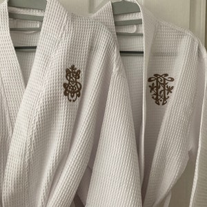 2nd Cotton Anniversary Gift Couples Monogram Robes Jfybride 1606 Set of ...
