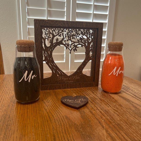 Unity Wedding Sand Set With Family Tree,initials and Date,wood and ...