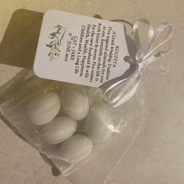 Koufeta A Greek Wedding Tradition Tags Five Sugared Almonds Olive ...