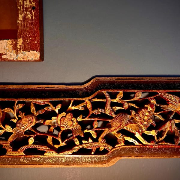 1800s Qing Dynasty Antique Chinese Wood Carved Panel One of A Kind ...