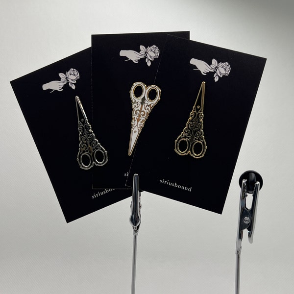 Victorian Mourning Scissors Enamel Pin - Etsy