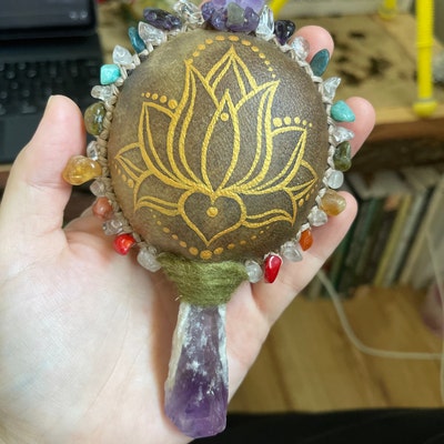 Vegvisir Shamanic Rattle. Unique Leather Maracas. Shamanic Tool ...