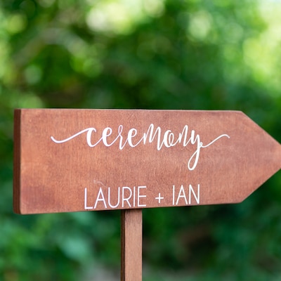 Personalized Ceremony Wedding Rustic Wood Wedding Arrow With Stake ...