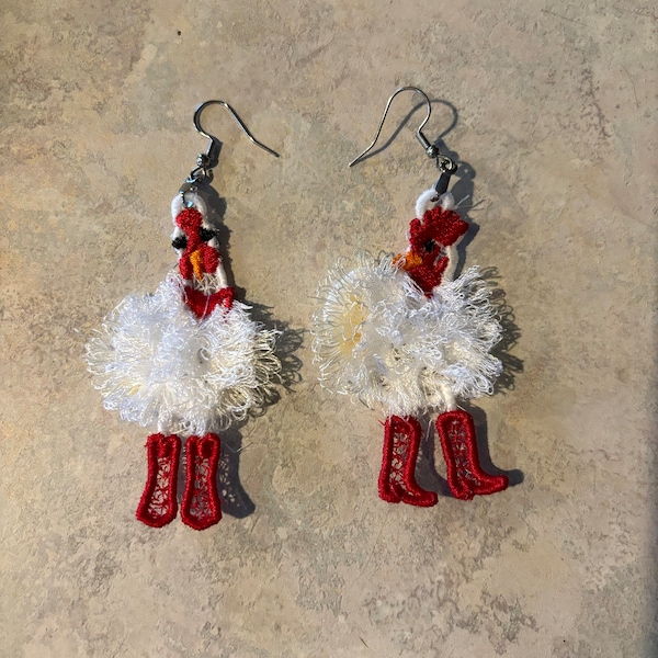 Fringe Chicken Chick Cute Fluffy Earrings Charm Necklace Pendant FSL ...