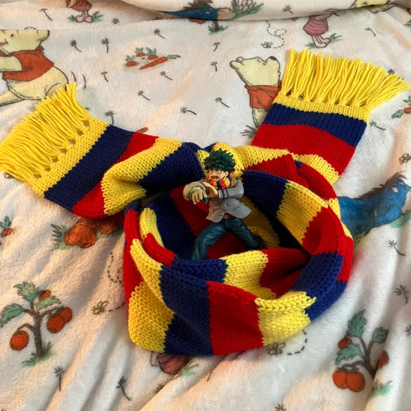 Deku All-might Style Scarf Acrylic Handmade Knit Mha Fans Version 1 - Etsy