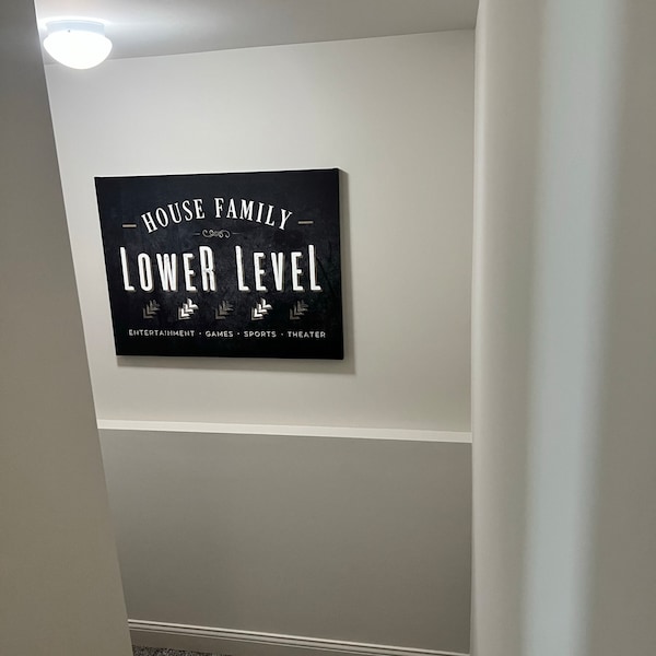 Personalized Lower Level Sign, Rustic Basement Family Room Wall Decor ...