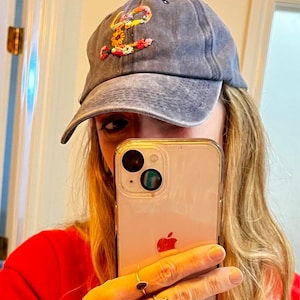 Hand Embroidered Letter Hat , Custom Monogram Cap ,floral Letter Hat ...