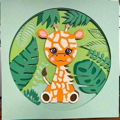 Giraffe Jungle Shadow Box Svg, 3d Giraffe Svg, Giraffe Svg, Shadow Box ...