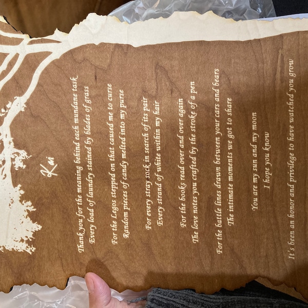 Engraved Maple Poem - Custom Love Letter - Personalized Wood Plaque ...