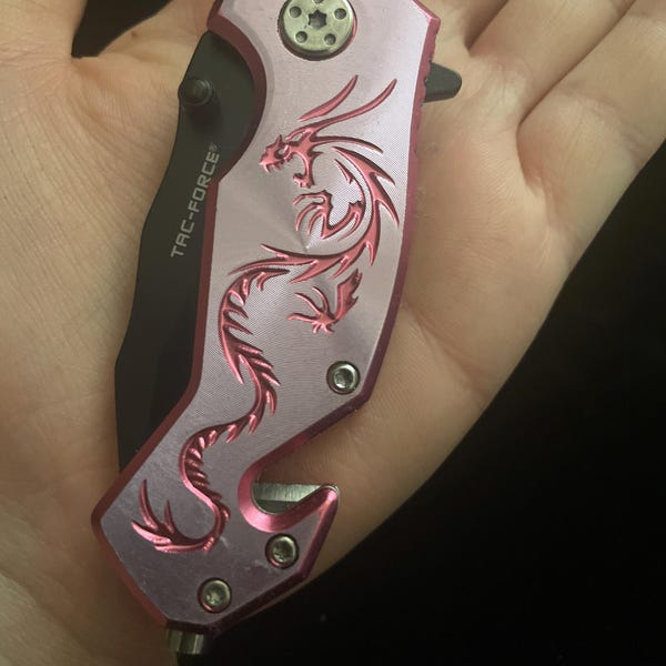 9” Rainbow Rose Engraved Cute Spring Assisted Open Blade Folding Pocket ...