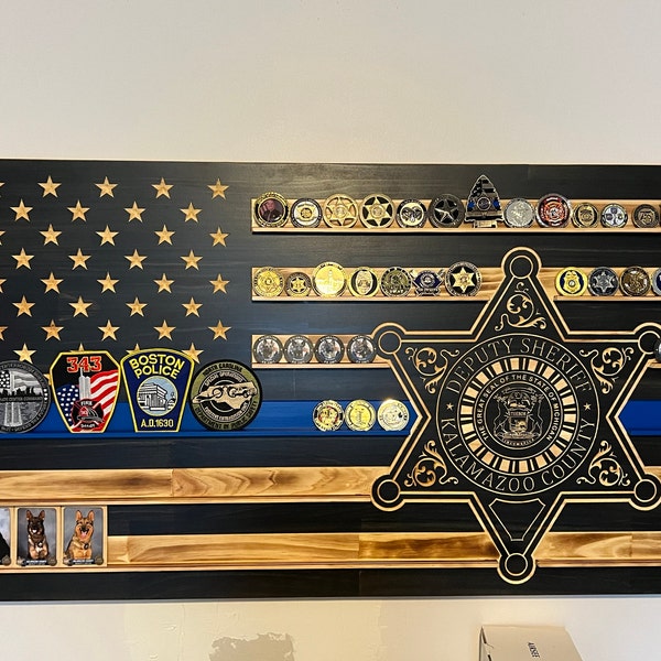 Custom Thin Blue Line Flag: Custom Police Badge, Patch, or Coin Holder ...