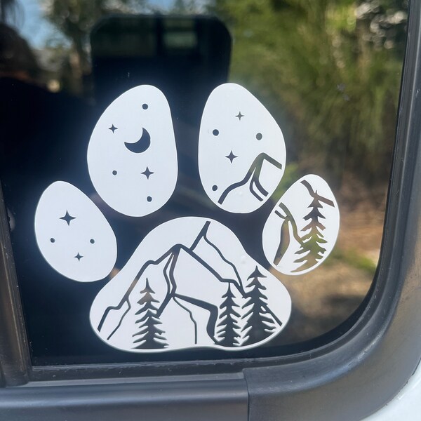 Mountain Adventure Dog Paw Decal,pnw Paw Print Nature Decal, Dog Mom ...