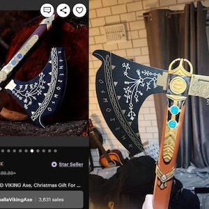 Best Christmas Viking Axe Home Gifts , Hand Forged Carbon Steel , Ash ...