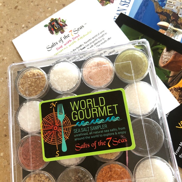 The WORLD TIN Gourmet Sea Salt Sampler 16 All Natural Salts From Around ...