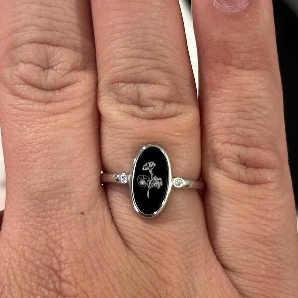 1~4 Family Birth Month Flower Ring, Minimalist Flower Ring, Women ...