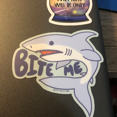 Bite Me, Shark Sticker, Funny Decals, Vinyl Stickers, Cute Stickers ...