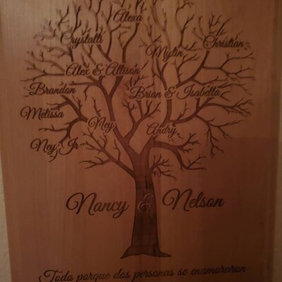 Engraved Family Tree on Solid Wood - Etsy