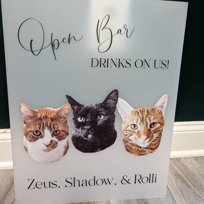 Dog Open Bar Acrylic Sign, Two Dog Signature Drink Bar Menu, Pet ...