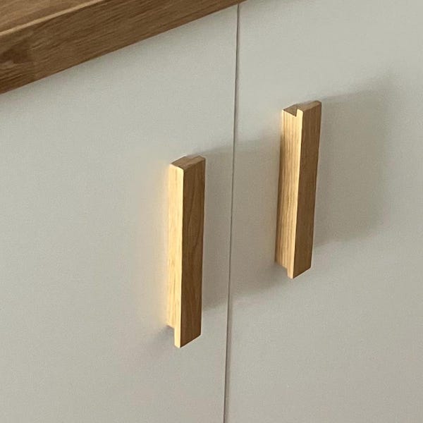 Wooden Half Circle Handles, Wood Drawer Knobs, Oak Half Moon Handle ...