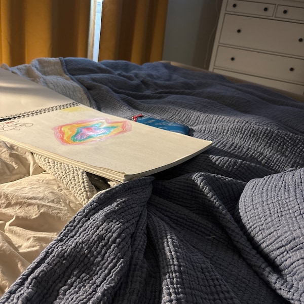 Oversize King Muslin Bedspread, Gauze Throw Blanket, Muslin Coverlet ...